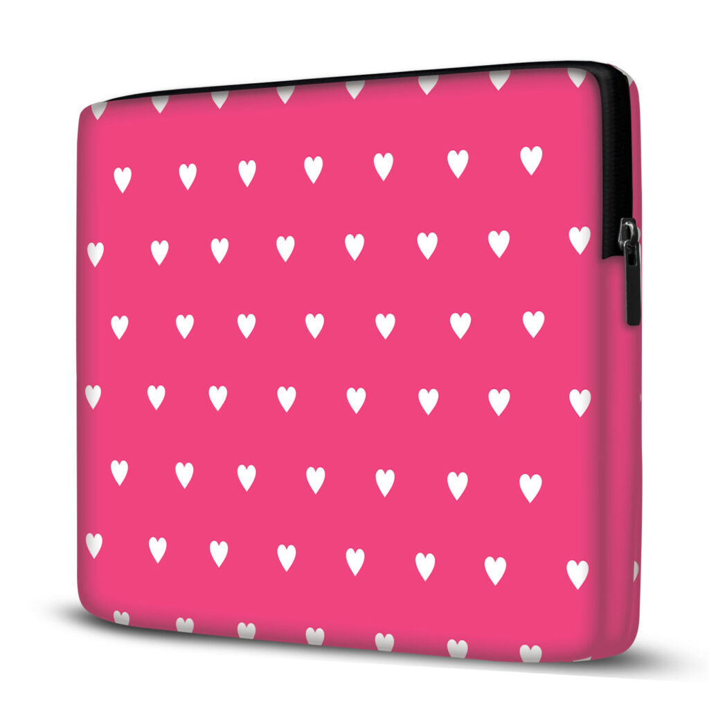 Capa para Notebook em Neoprene – CN – Rosa Corações - Case Notebook