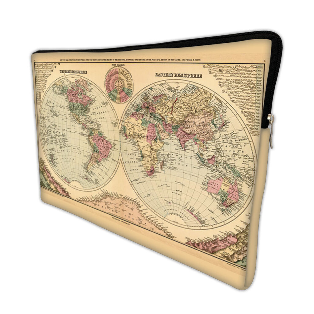Capa para Notebook em Neoprene – CN – 15.6 Polegadas – Mapa Mundi Claro - Case Notebook
